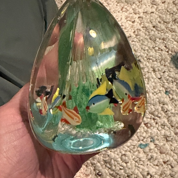 Accents | Aquarium Sea Life Pyramid Colorful Glass Paperweight With ...